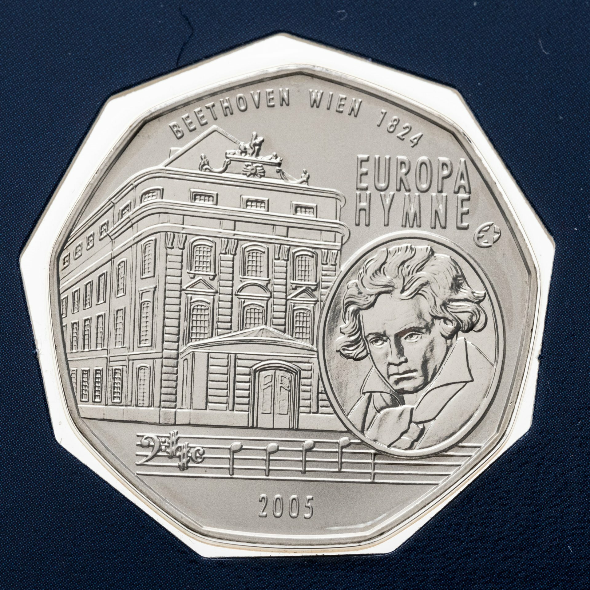 Австрия 5 евро 2005 "10 лет членству Австрии в ЕС Гимн Евросоюза" BU в блистере, Серебро 800, в сохранности BUNC