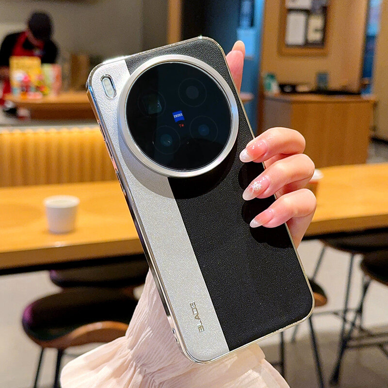 Чехол Для Vivo X300 Pro/Виво X300 Про, soft touch, чехол-кардиомонитор, искусственная кожа, поликарбонат (PC), защита камеры, ударопрочный, усиленные углы, Vivo, Vivo X300 Pro, black,