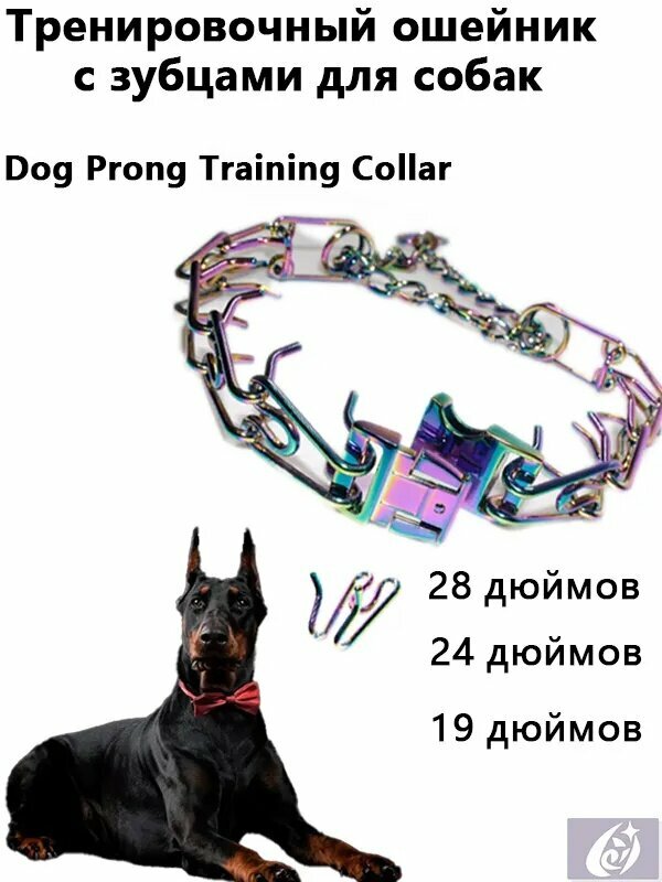 Ошейник строгий, острые шипы, для средних пород собак