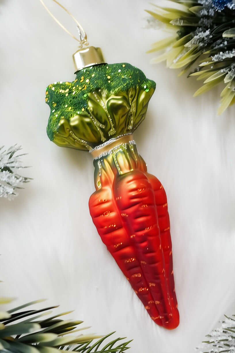 Ёлочная игрушка праздничные морковки, стекло, 12 см, Winter Deco 1001243