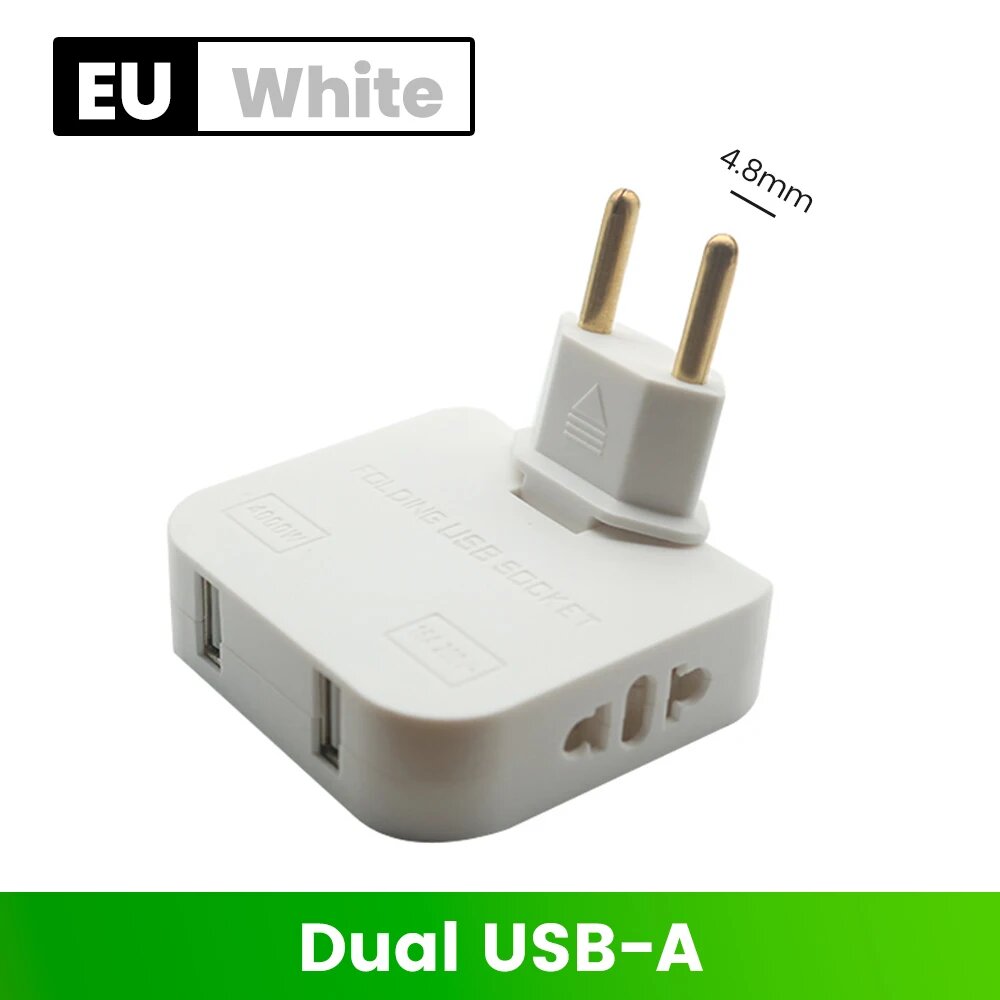 Адаптер EU White с 2 USB-A