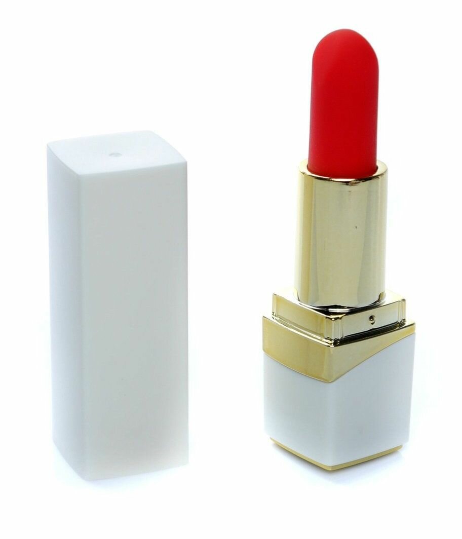 Белый мини-вибратор в форме помады