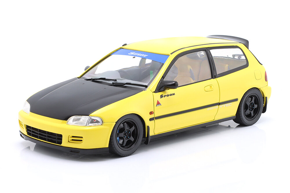 Модель коллекционная SOLIDO Honda civic EG6 spoon 1991 yellow/matt black / хонда сивик желтый
