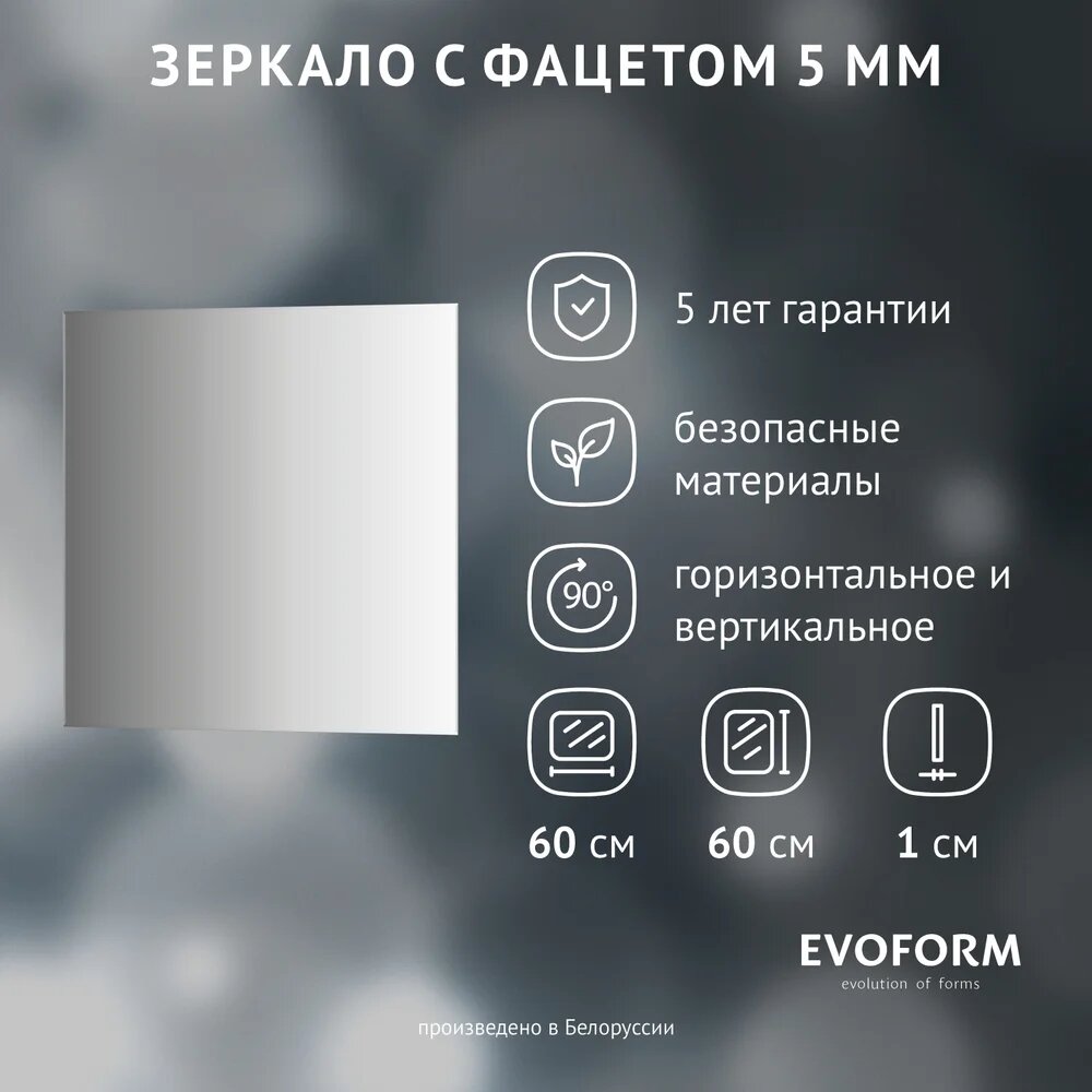 Зеркало Evoform Standard BY 0210 60x60 60 см, зеркало настенное в ванную