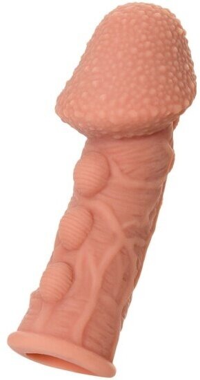 Насадка Kokos на фаллос с пузыриками, венками и ребристостью Extreme Sleeve 009 S-size - 12,7 см.