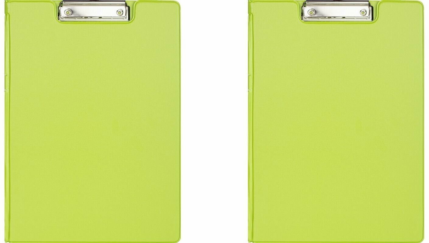 Attache Папка-планшет с зажимом и крышкой Bright colours A4 лайм, 2 шт