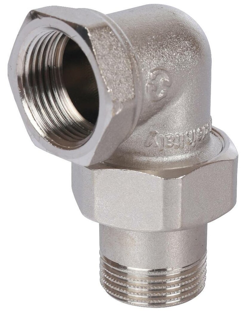 STOUT Разъемное соединение "американка" угловое, уплотнение под гайкой O-RING кольцо ВН 3/4" никелированное