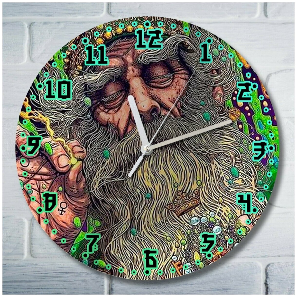 Настенные часы УФ с рисунком психоделика - 1000