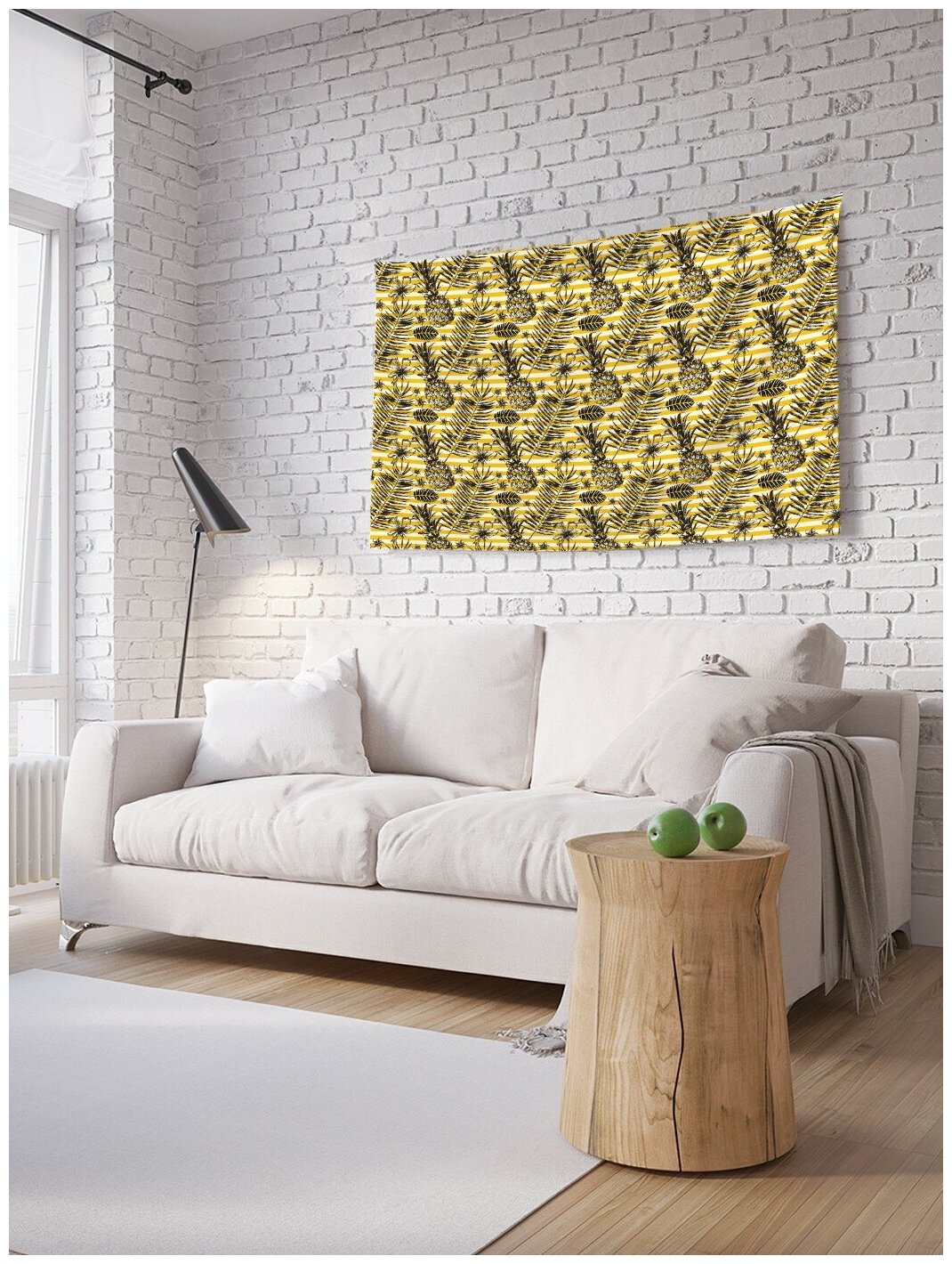 Горизонтальное фотопанно на стену JoyArty "Тропический абрис на полосках", 100x150 см