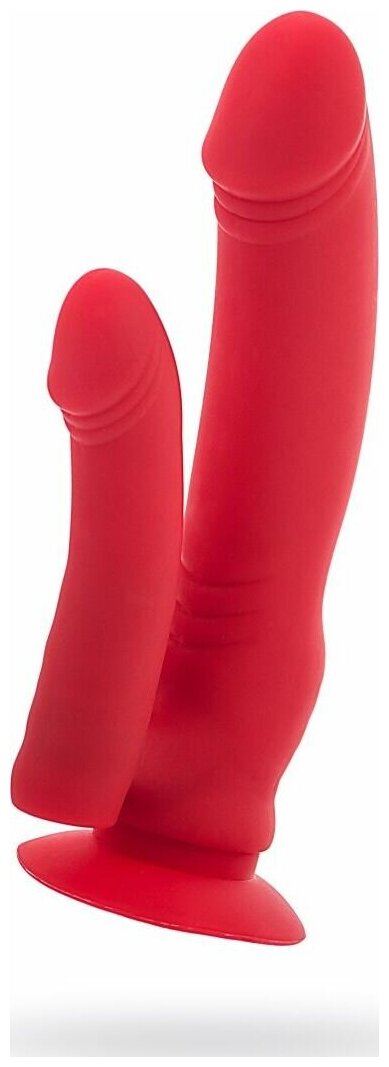Красный вибратор для двойного проникновения - 19,5 см.