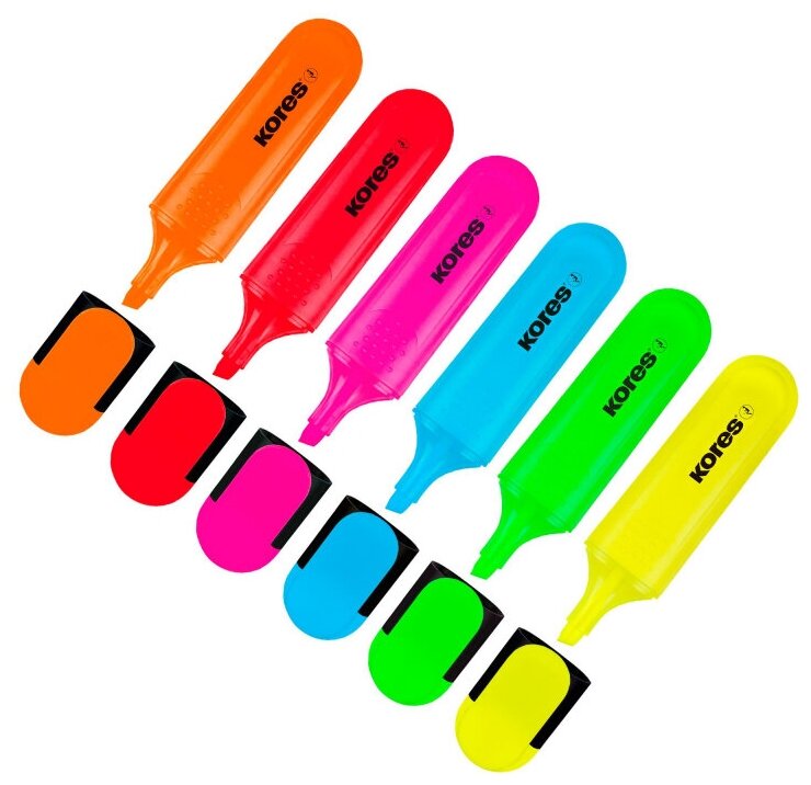 Набор текстовыделителей Kores BRIGHT LINER PLUS, скош након, 1-5 мм, 6цв