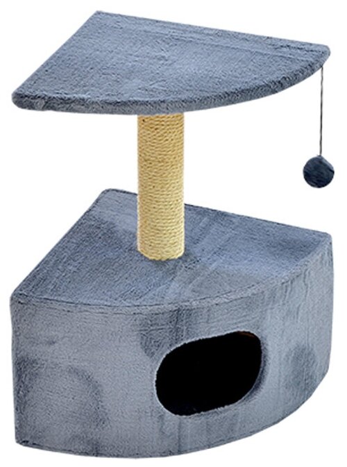 Дом для кошек круглый угловой Зооник серый мех 43 х 43 х 67 см (1 шт)