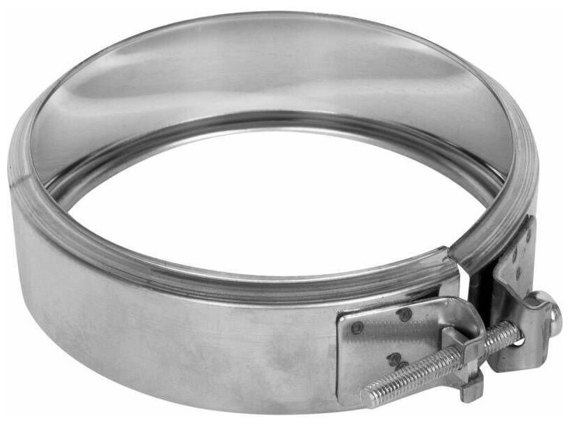 Хомут трубный обжимной ХТ-Р на болте D 200 из нержавеющей стали для дымохода ТиС