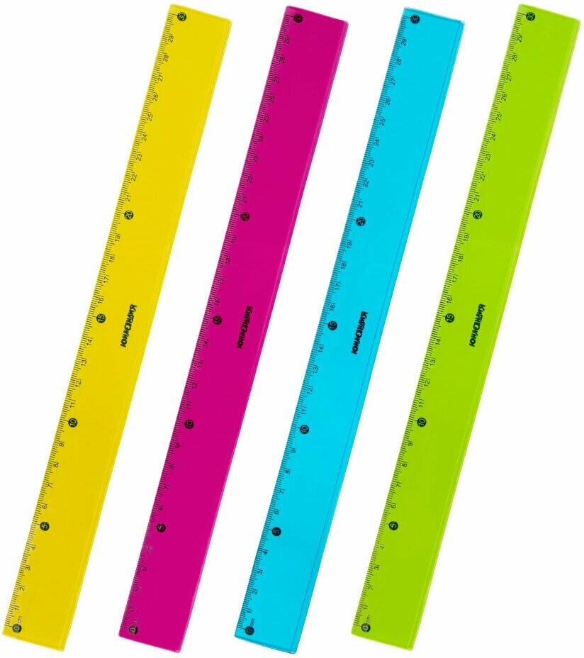 Линейка пластиковая 30 см юнландия "Color", тонированная, ассорти, 210754, 210754