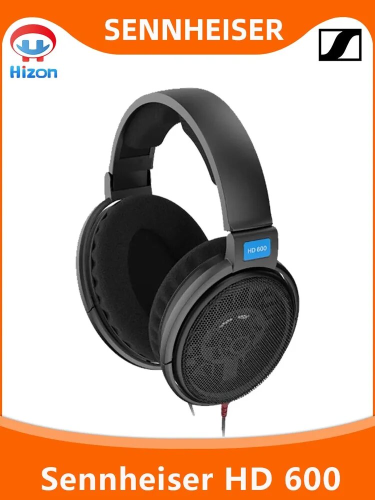Sennheiser Наушники проводные Sennheiser HD 600, 3.5 мм, черный матовый, синий