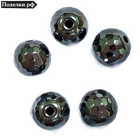 Натуральная бусина Гематит 0006546 шарик граненый 10 мм, цена за 4 шт.