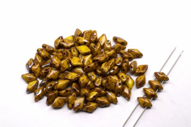 Бусины GemDuo 8х5мм, отверстие 0,8мм, цвет 83120/43500 Limon Rembrandt, 709-148, 10г (около 64шт)