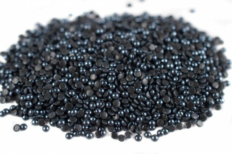 Кабошон круглый 2х1мм, цвет черный перламутр, стекло, 2030-016, 5гр (около 1000шт)