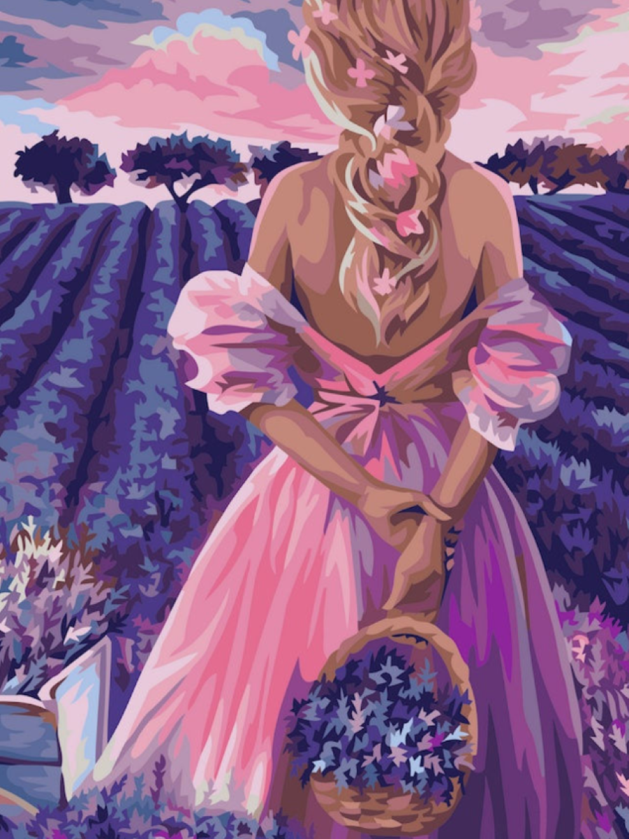 Картина по номерам "Лукошко лаванды" 40х50 см, хлопковый холст на подрамнике, акрил, Hobby Home