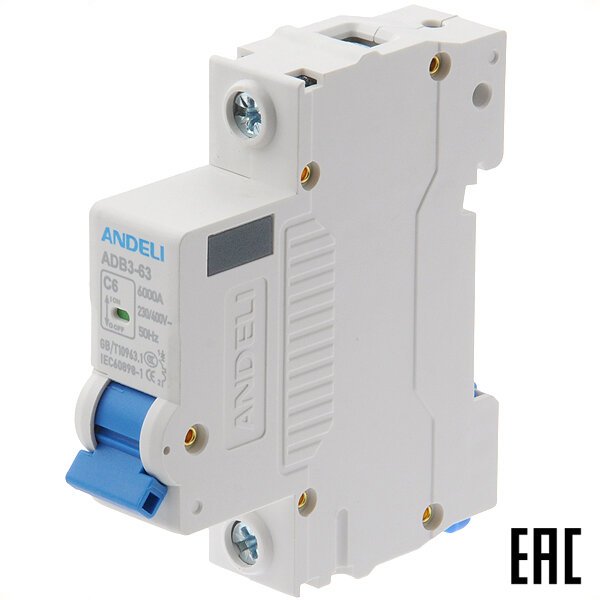 Автоматический выключатель на Din-рейку ADL01-786 ANDELI ADB3-63/1P C6A /1п/ 6кА (3 шт. в комплекте)