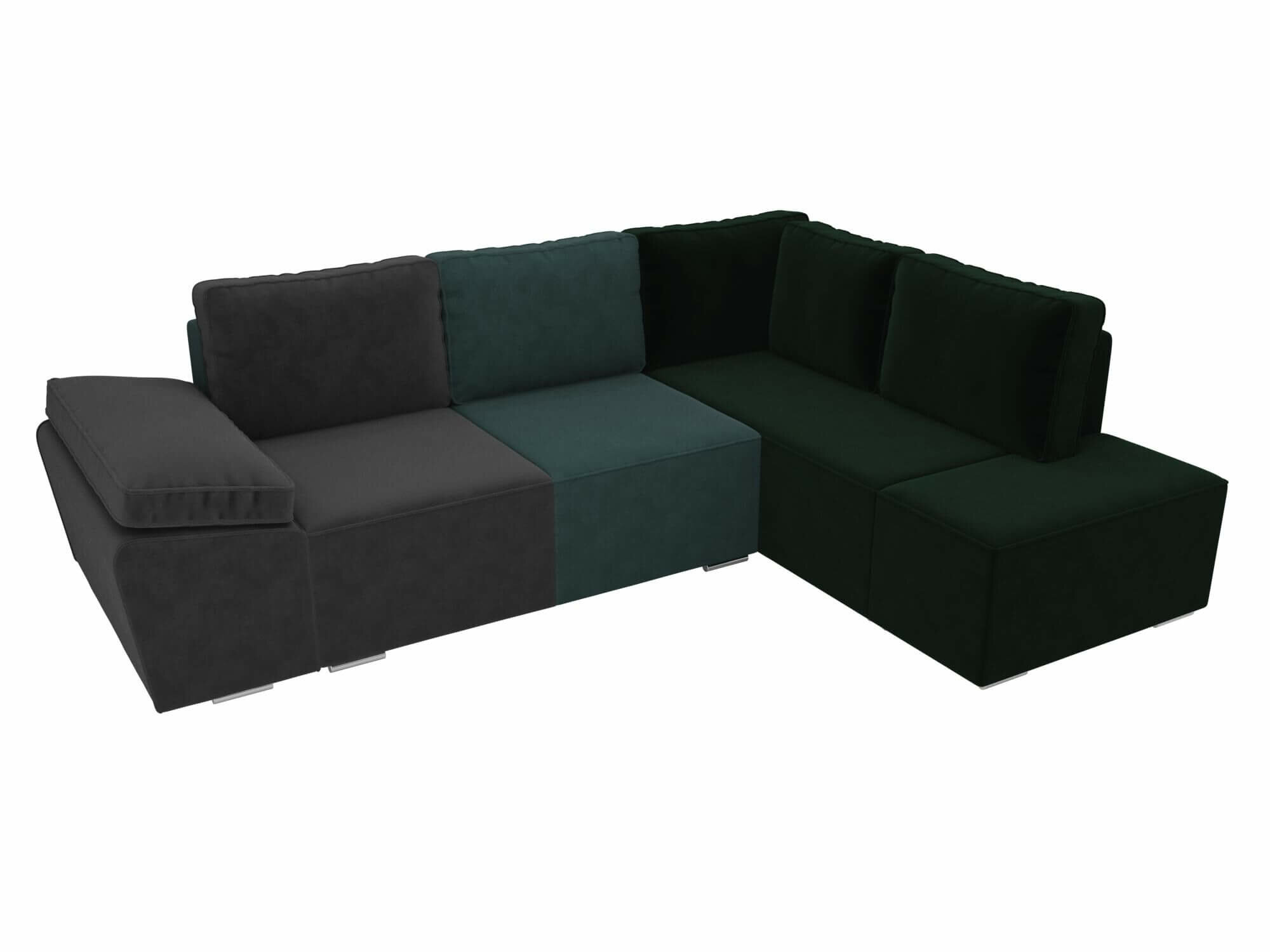 Artum Диван угловой Хавьер, Диван еврокнижка Хавьер велюр серый бирюза зеленый правый