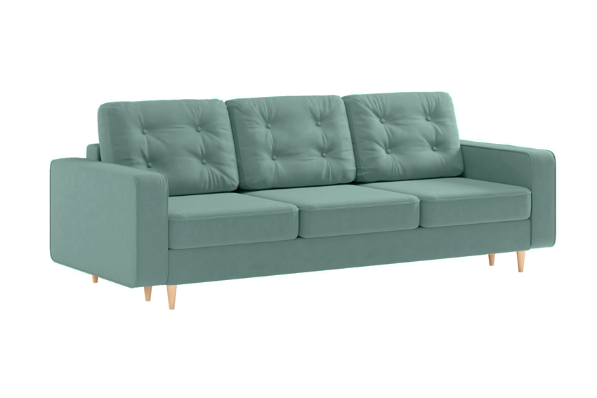 Диван-кровать, трехместный Хэппи, Легкомаркет, в цвете мятно-бирюзовый (Велутто 43), блок независимых пружин
