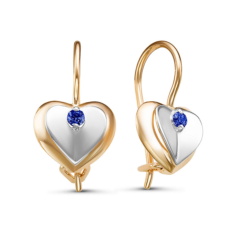 Серьги, золото, 585 проба, кварц синтетический