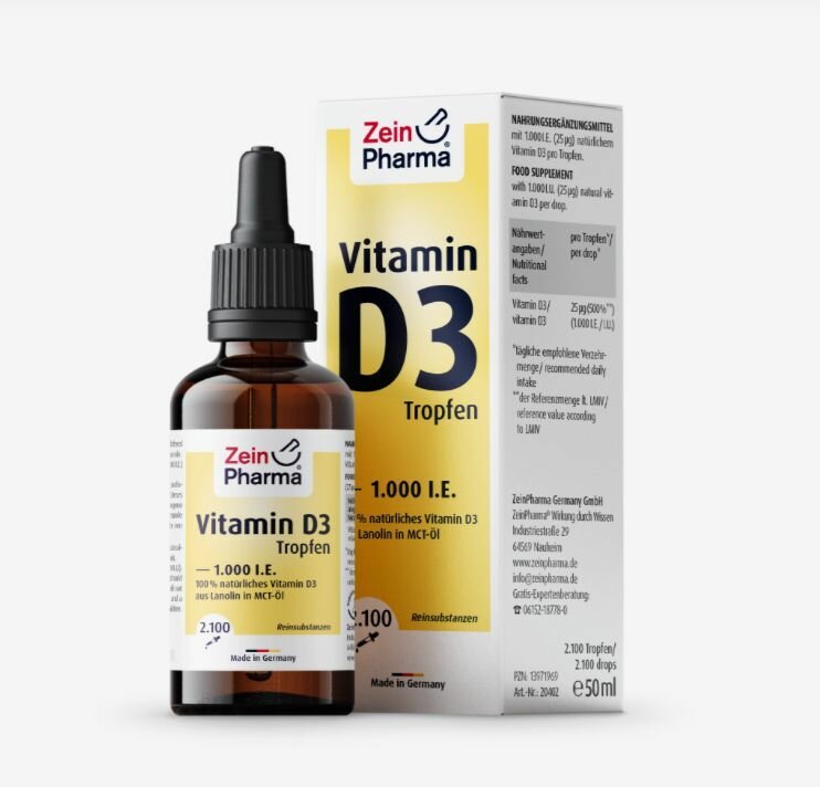 Витамин D3 Zein Pharma, масло в каплях, для иммунитета, 1000МЕ, 50мл