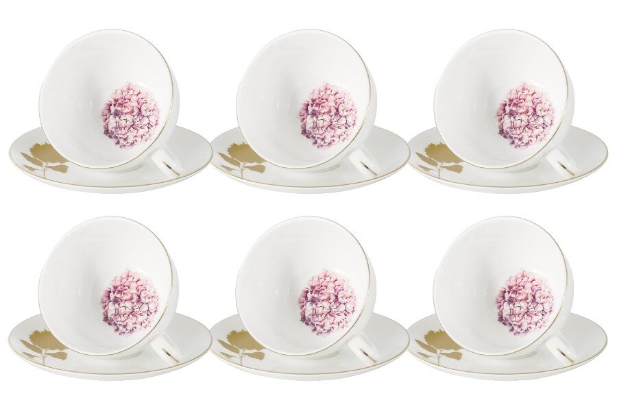 Набор 6 чашек с блюдцами Гортензия (Anna Lafarg Emily, Китай)