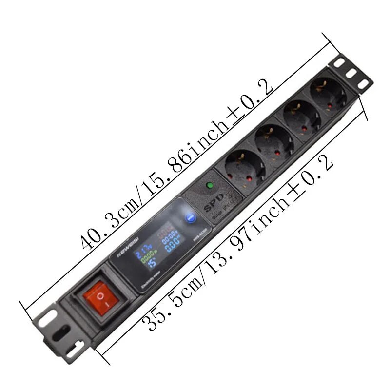 Удлинитель сетевой C14 Plug, 2м, черный, 4 розетки