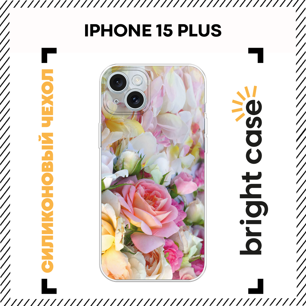 Чехол на Apple iPhone 15 Plus / Айфон 15 Плюс с принтом Утренние розы