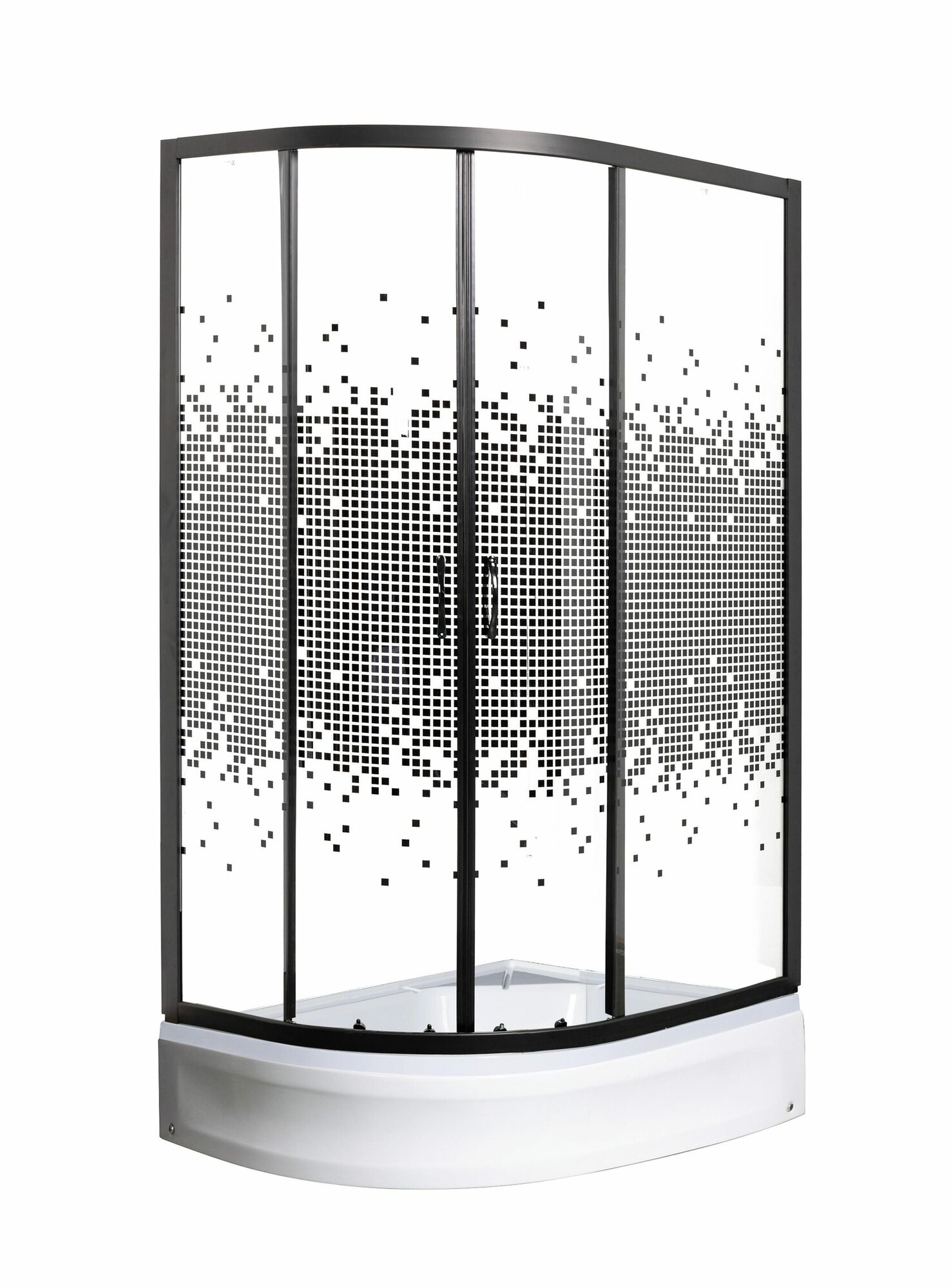 Душевой уголок Мономах ДУ 90/70/180 МЗ BL R правый, с поддоном, стекло с рисунком, профиль черный