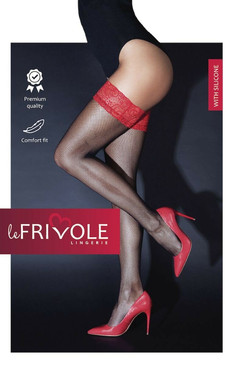 Чулки Le Frivole, кружевные, силиконовая резинка, черные, красные, 20 DEN