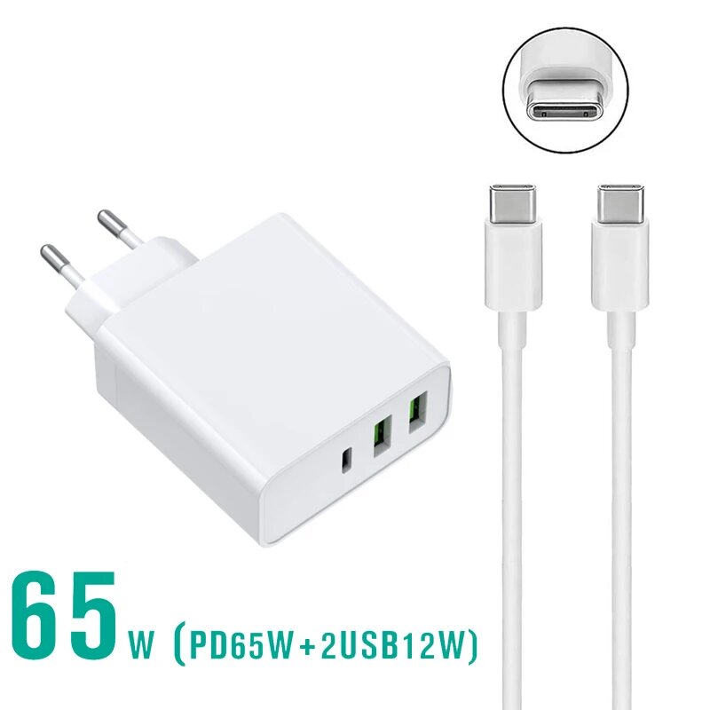 Geris Power адаптер питания USB Type C 65 Вт White-EU