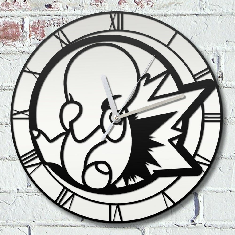 Настенные деревянные бесшумные часы аниме покемон (пикачу, сквиртл, бульбазавр, чармандер) - 5071