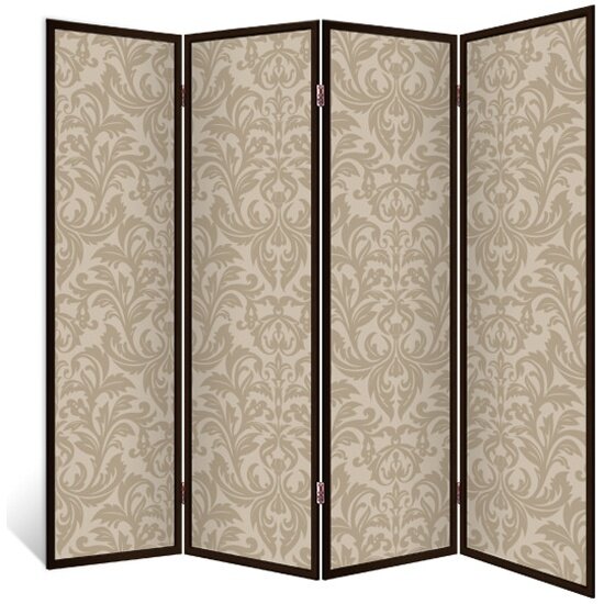 Ширма перегородка Декор Депо для комнаты деревянная "Текст богов" двухсторонняя с картинкой (абстр) 4 створки венге 176х185 см 14 кг