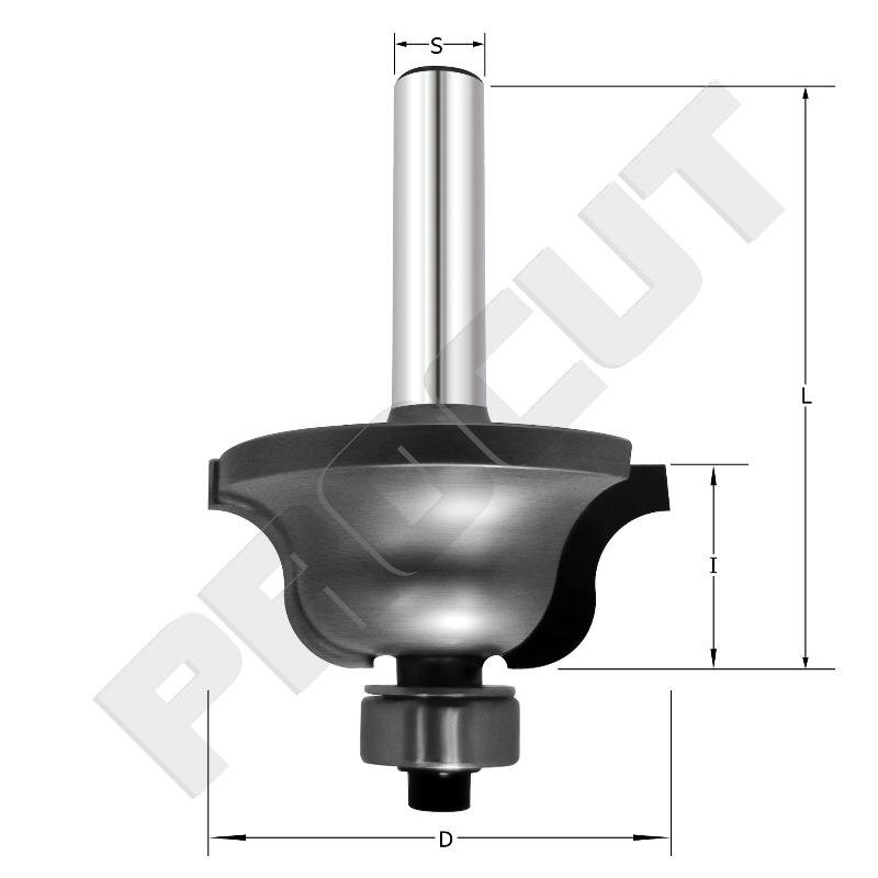 Фреза по древесине, фанере профильная "Романский гусёк" R6.35 D=38.1x17.5x61 S=8 PROCUT