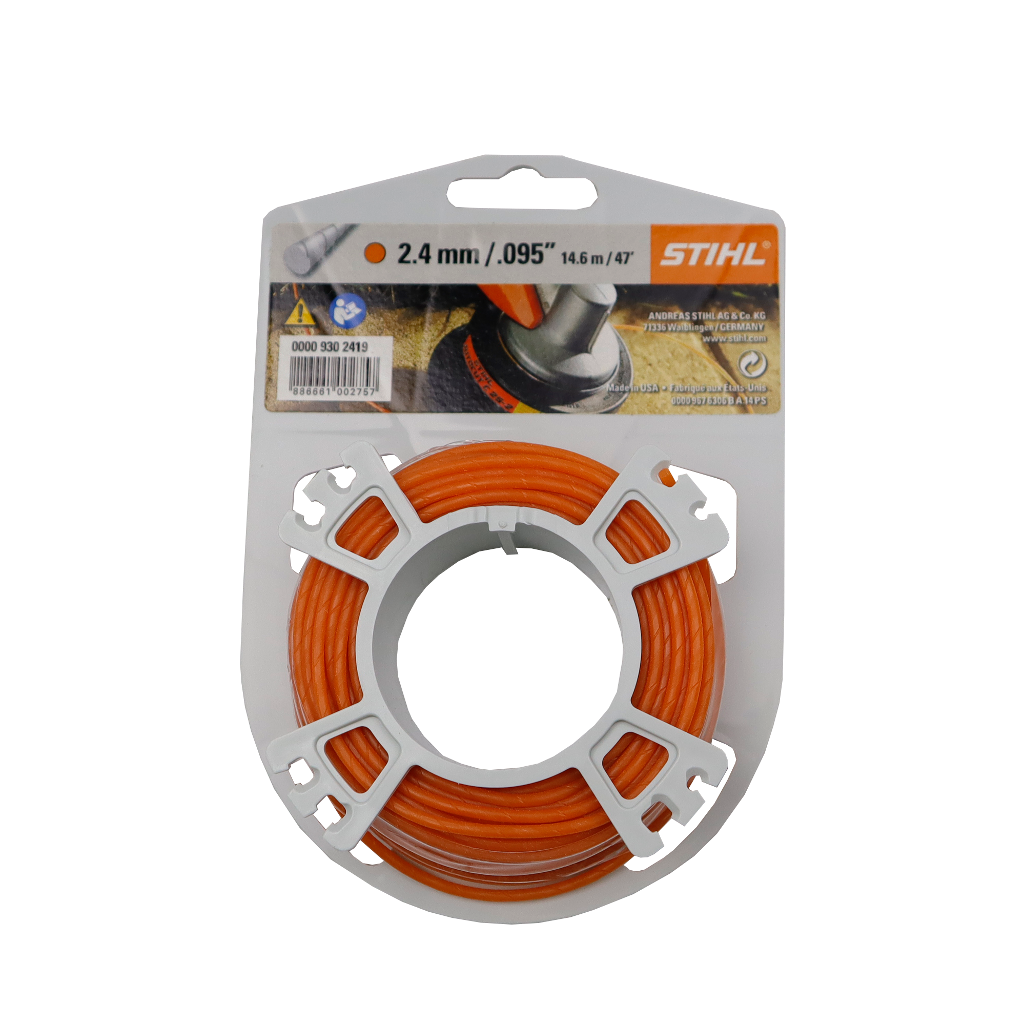 Леска для триммера Stihl, круглая, диаметр лески 2,4 мм, длина 14 м, бесшумная