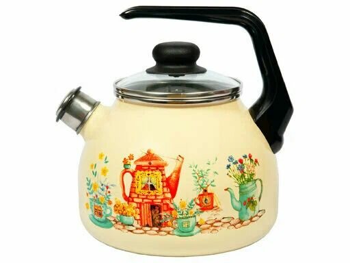 Чайник со свистком эмалированный Чайный домик 3л стальэмаль