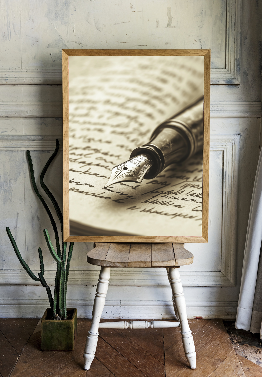 Постер "Перо на старой бумаге" 40x50 в раме