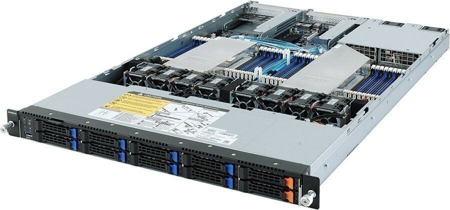 ABC Платформа 1U 19 RM GIGABYTE R182-Z91 (2xSocketSP3, EPYC7002, 32xDDR4, M.2, 8xHS 2.5 SATA/SAS, 2xHS 2,5 NVMe, VGA, 2x1Гбит LAN, IPMI, USB3.0, 2x1200Вт)