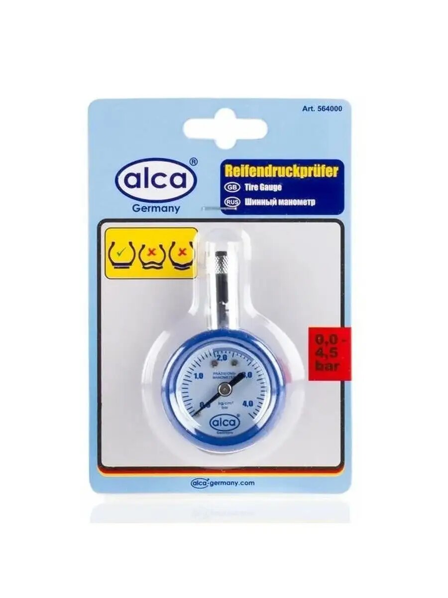 Шинный манометр Alca круглый, синий