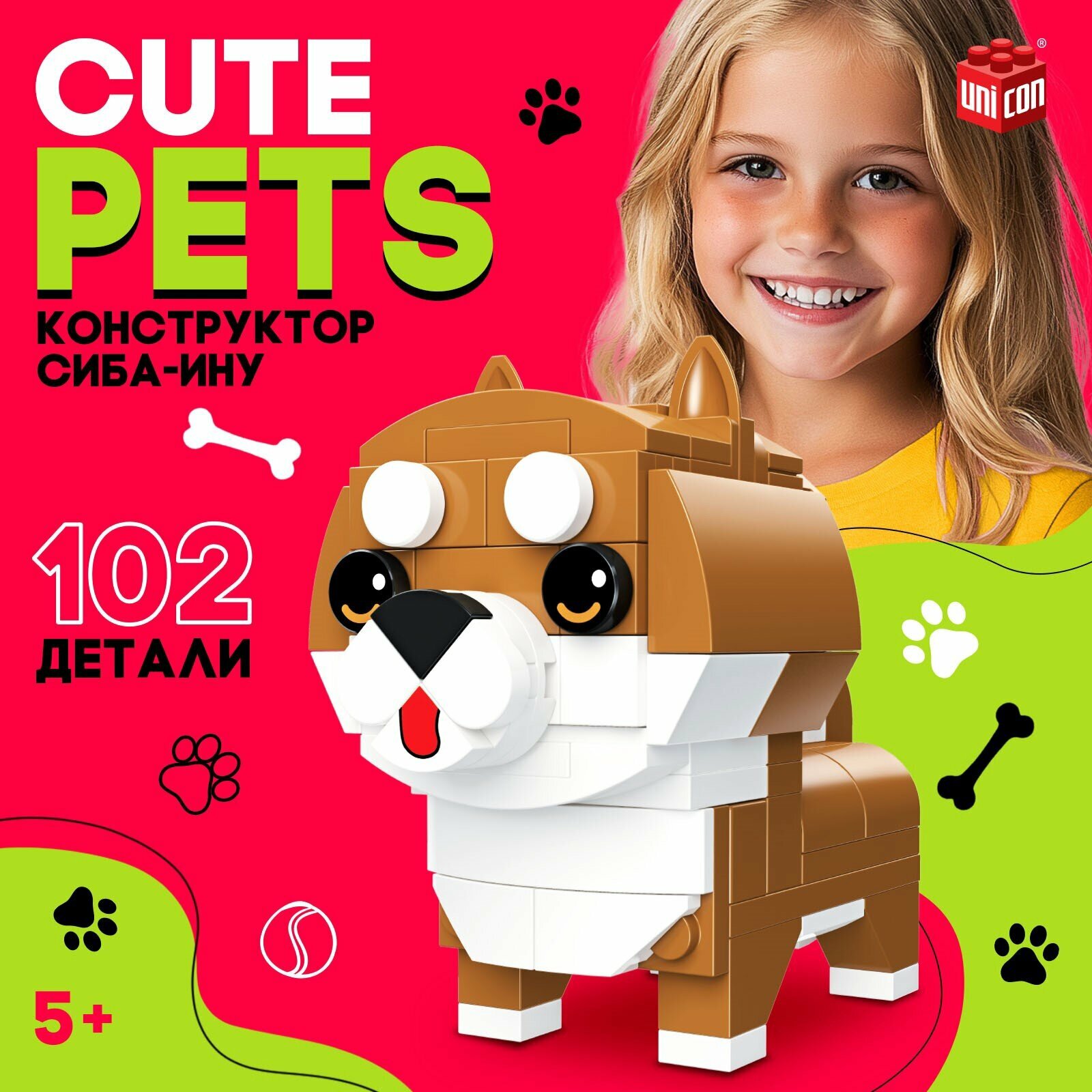Конструктор "Cute pets" Сиба-Ину, 102 деталей, пластик, UNICON