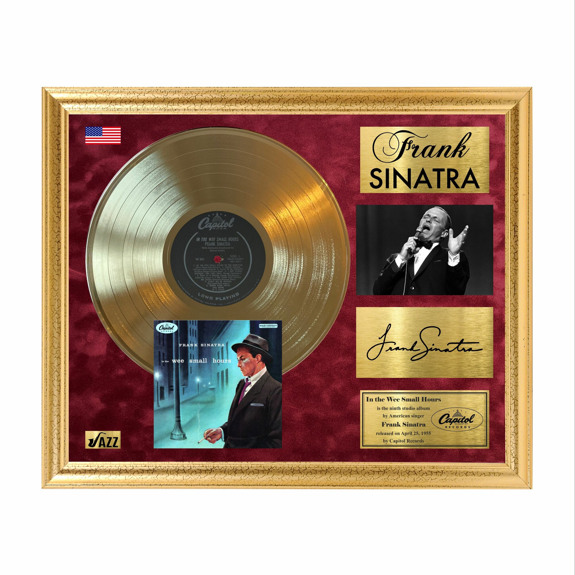 Золотая декоративная виниловая пластинка Frank Sinatra