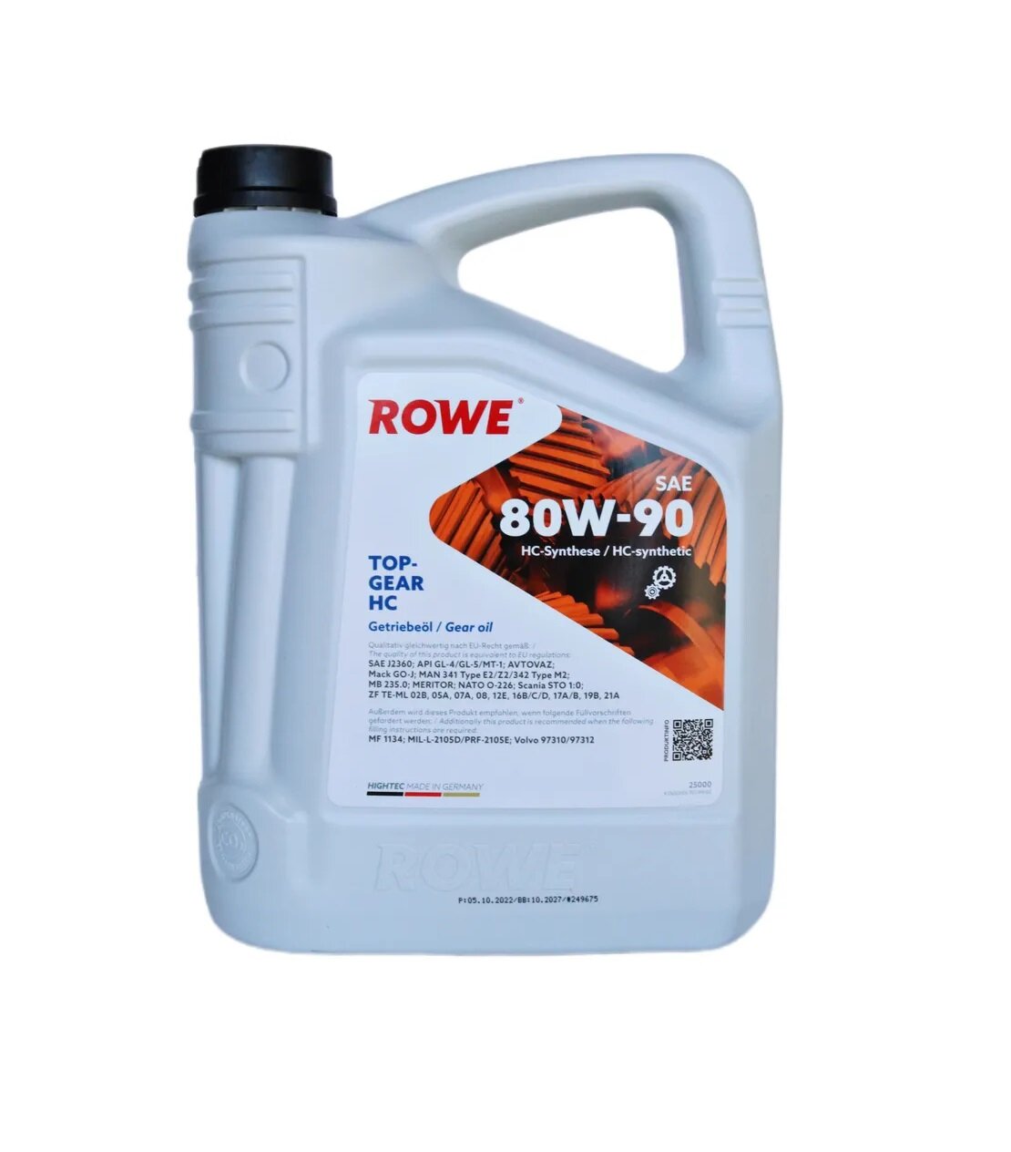 Масло трансмиссионное синтетическое ROWE HIGHTEC TOPGEAR 80W-90 HC, 5 литров канистра