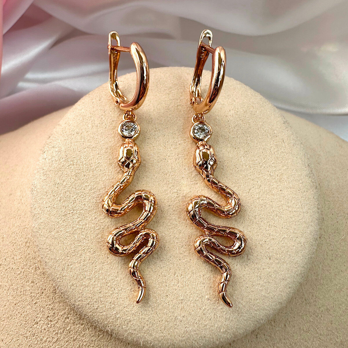 Серьги с подвесками, циркон