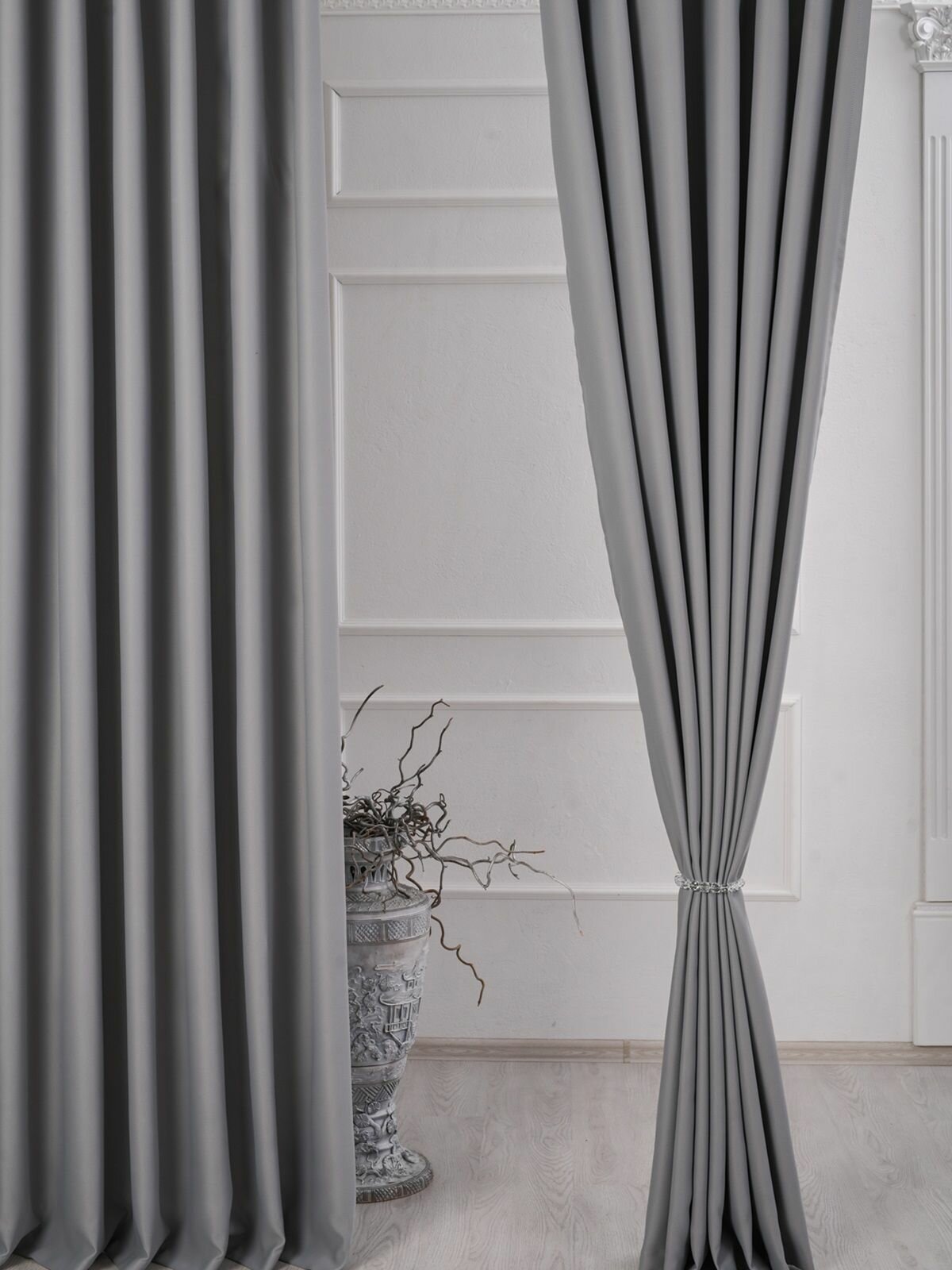 Комплект штор блэкаут "Блэкаут-Жасмин" серый(506-33) арт.888 (150x270 - 2 шт.)