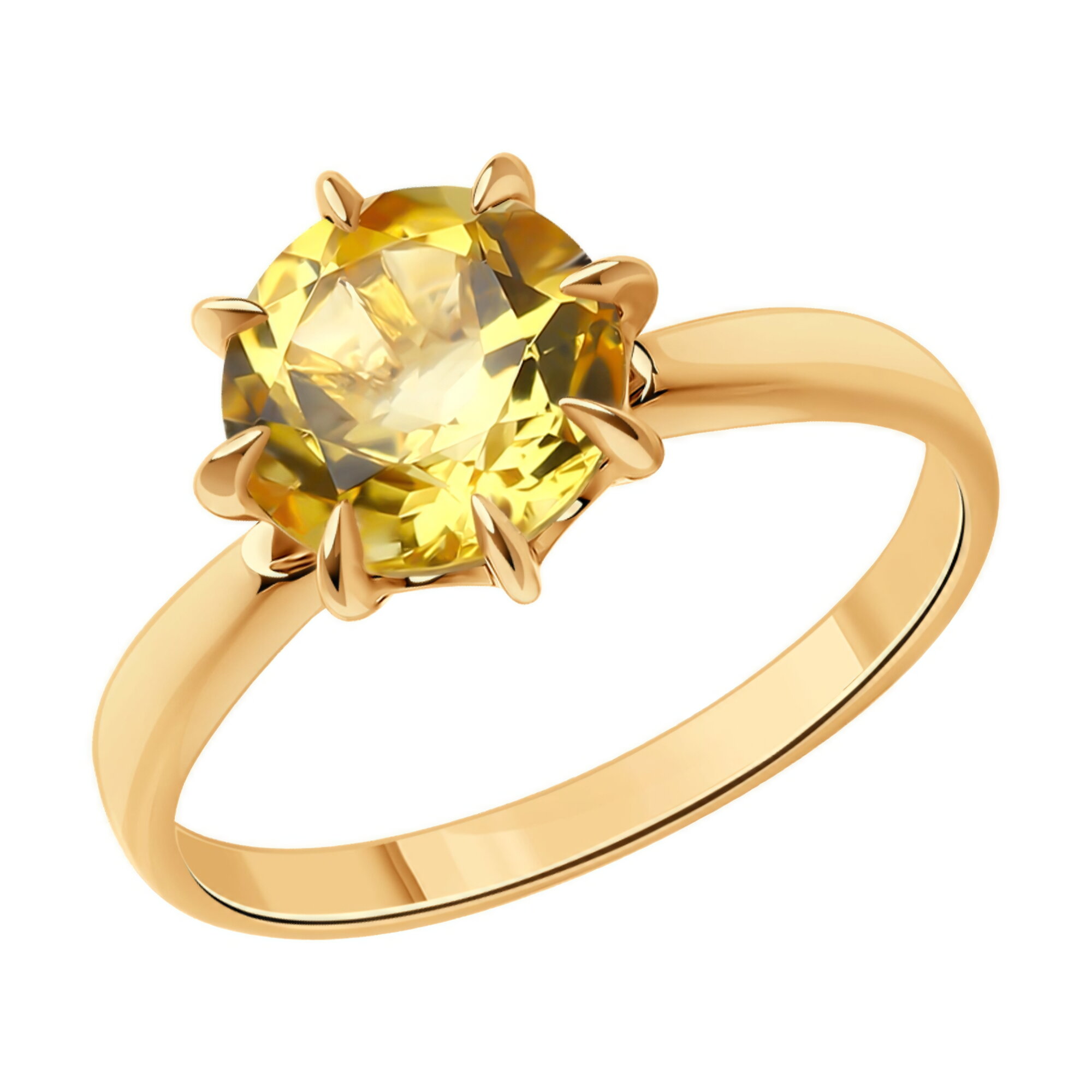 Кольцо, красное золото, 585 проба, цитрин