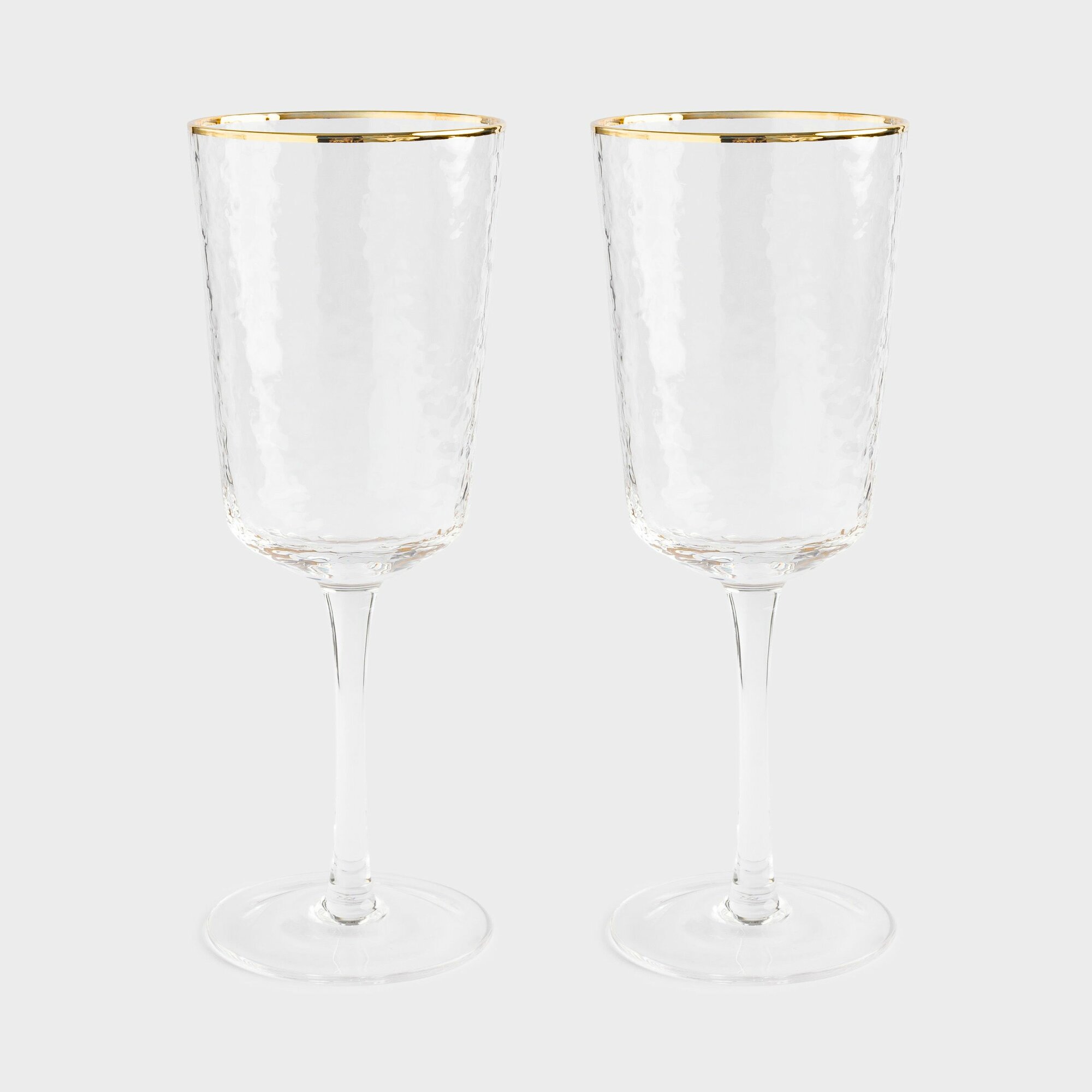 Бокал для вина Kuchenland Ripply gold, 350 мл, 2 шт, стекло, с золотистым кантом
