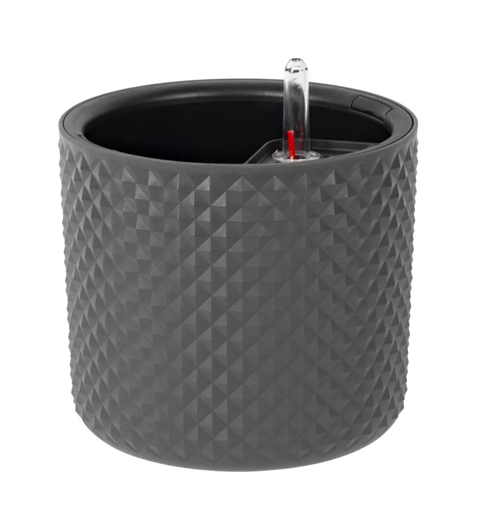 Кашпо для цветов Фасет d18 h16.5 см v3.5 л с автополивом полипропилен графитовый